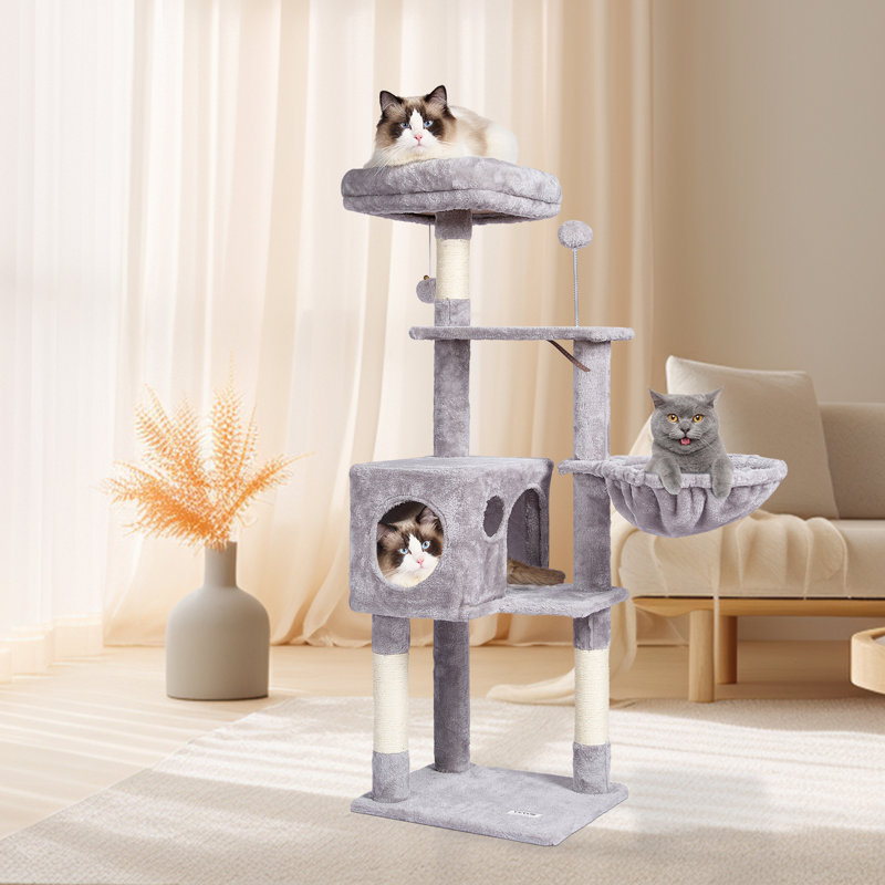 VEVOR Cat Tree 45.2" Cat Tower with Cat Condo Sisal Scratching Post ...