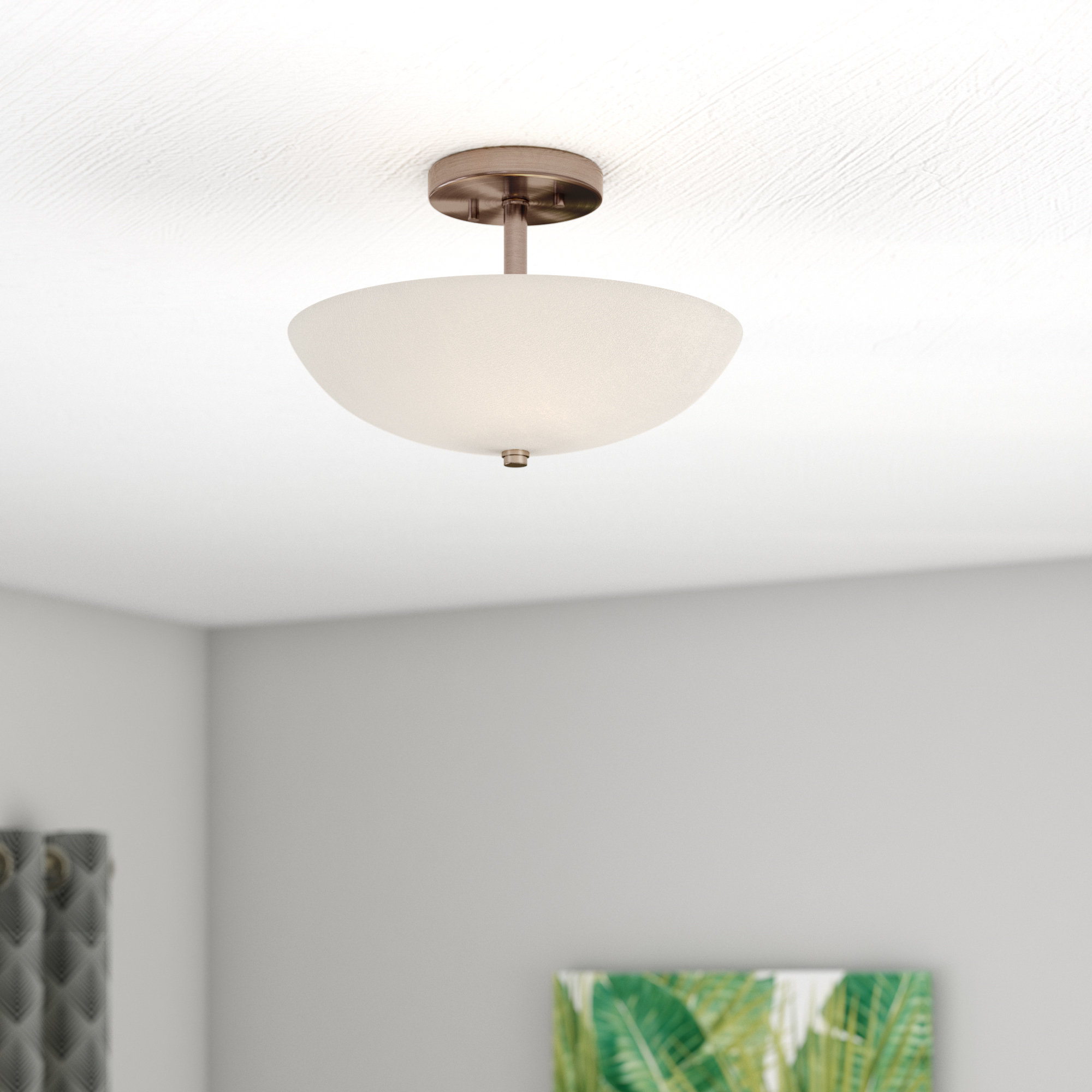 Latitude Run® Custinne 1 - Light 13.5" Simple Bowl Semi Flush Mount | Wayfair