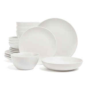over&back Coupe 16-Piece Semi Hand-Finished Stoneware Dinnerware Set ...