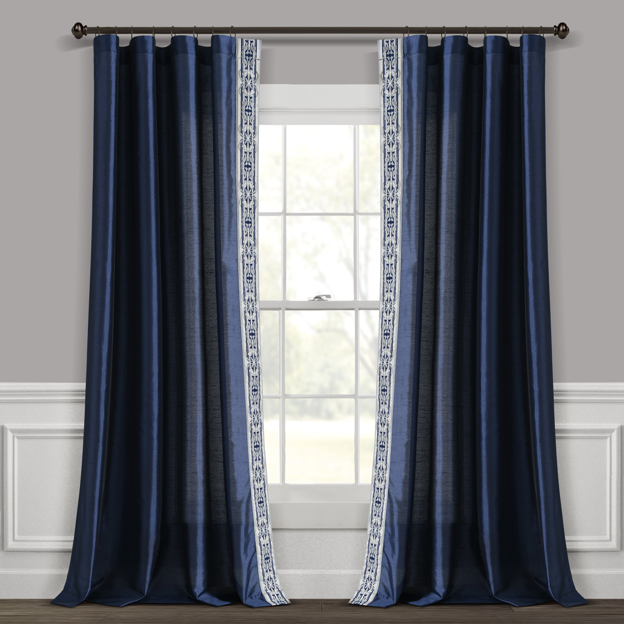 Lush Decor Luxury Traditional Regency Faux Silk Border Trim Polyester ...