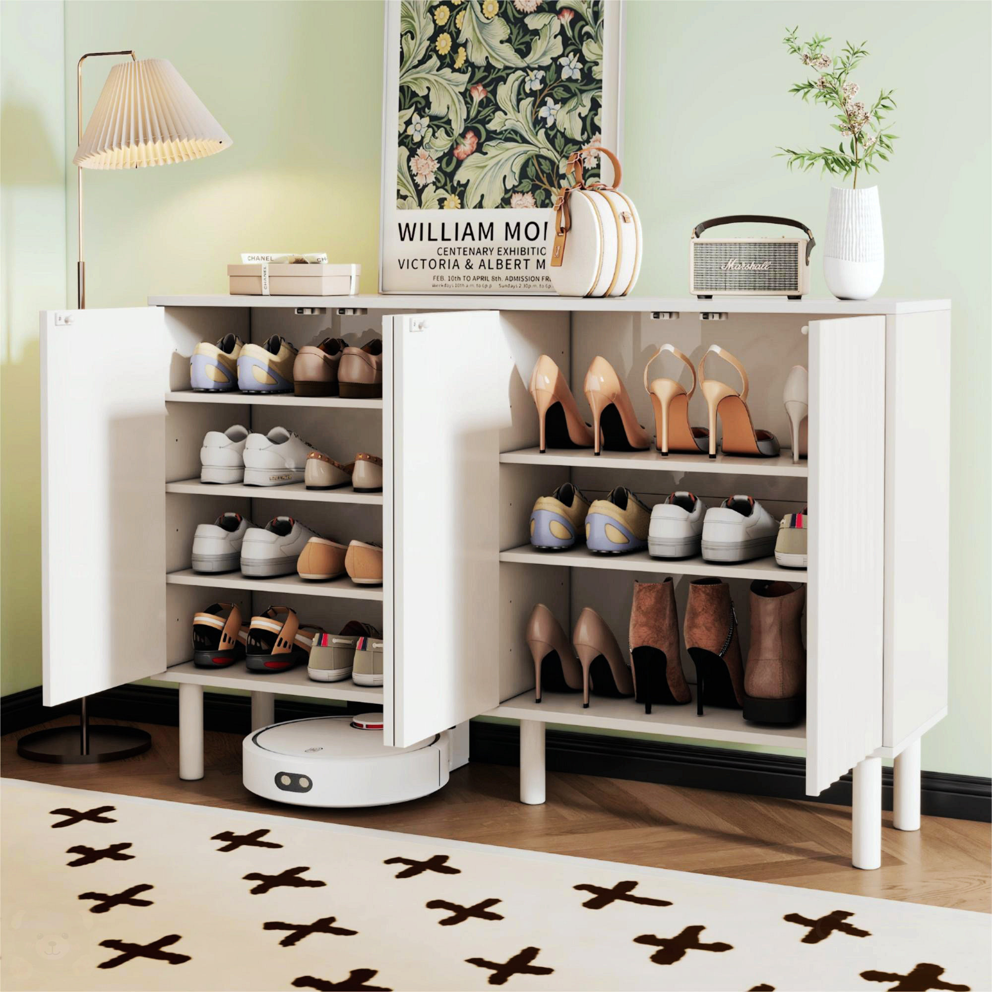 Latitude Run® Minimalist Shoe Cabinet With 5 Solid Wood Legs | Wayfair
