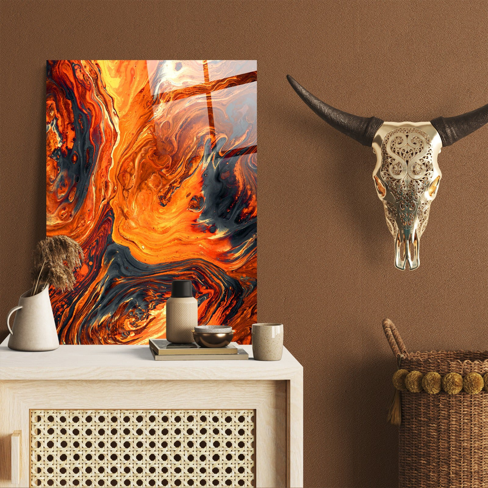 Ivy Bronx Sun Marble - Unframed Graphic Art on Glass | Wayfair