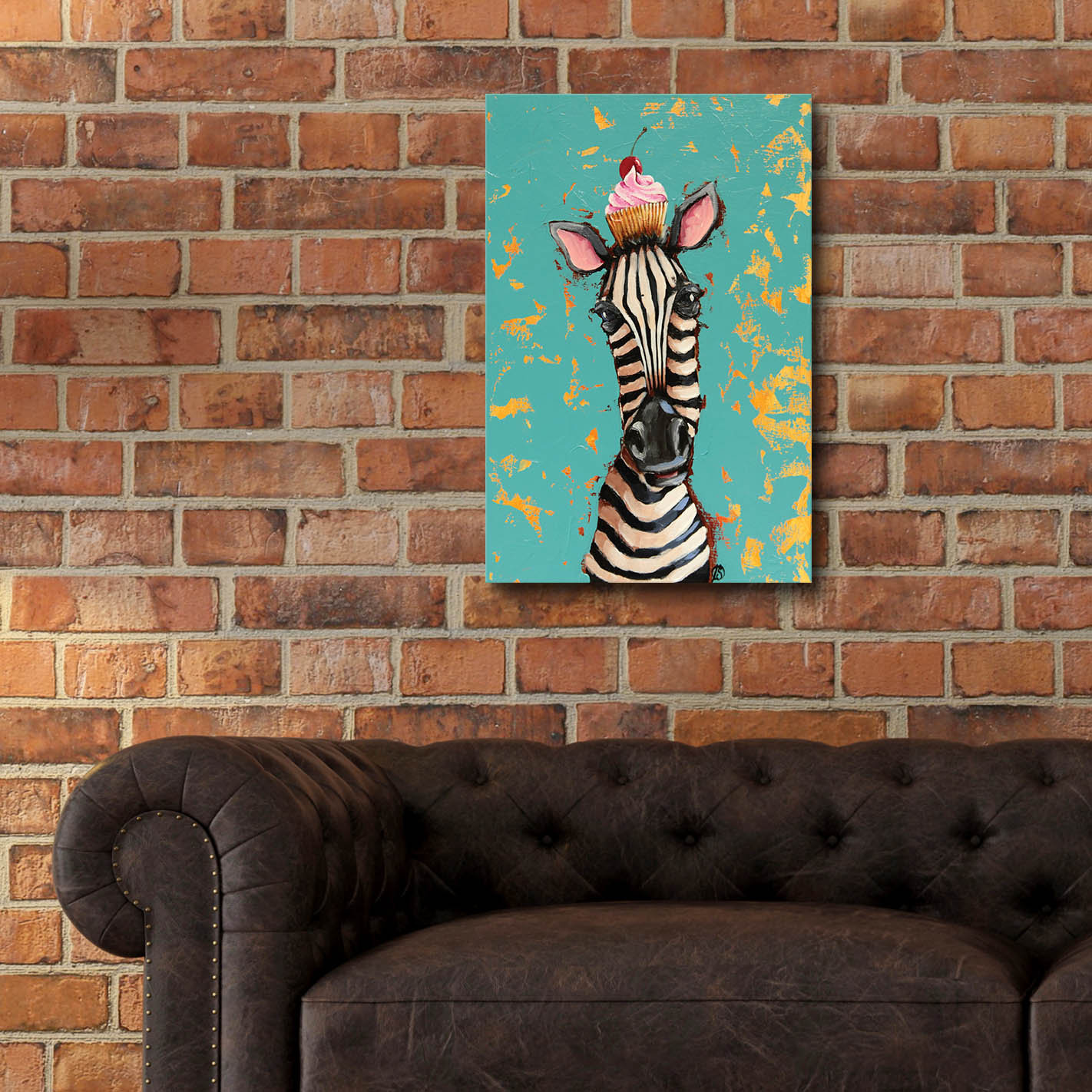 Epic Art ' Zebra With Cherry Cupcake' By Lucia Ste " Zebra With Cherry ...