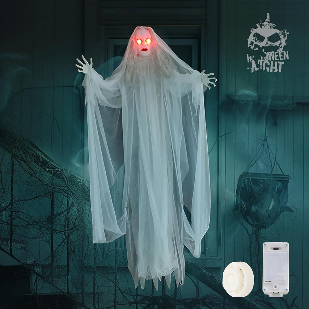 The Holiday Aisle® Halloween Hanging Ghosts 6FT White Ghost Ghost for ...