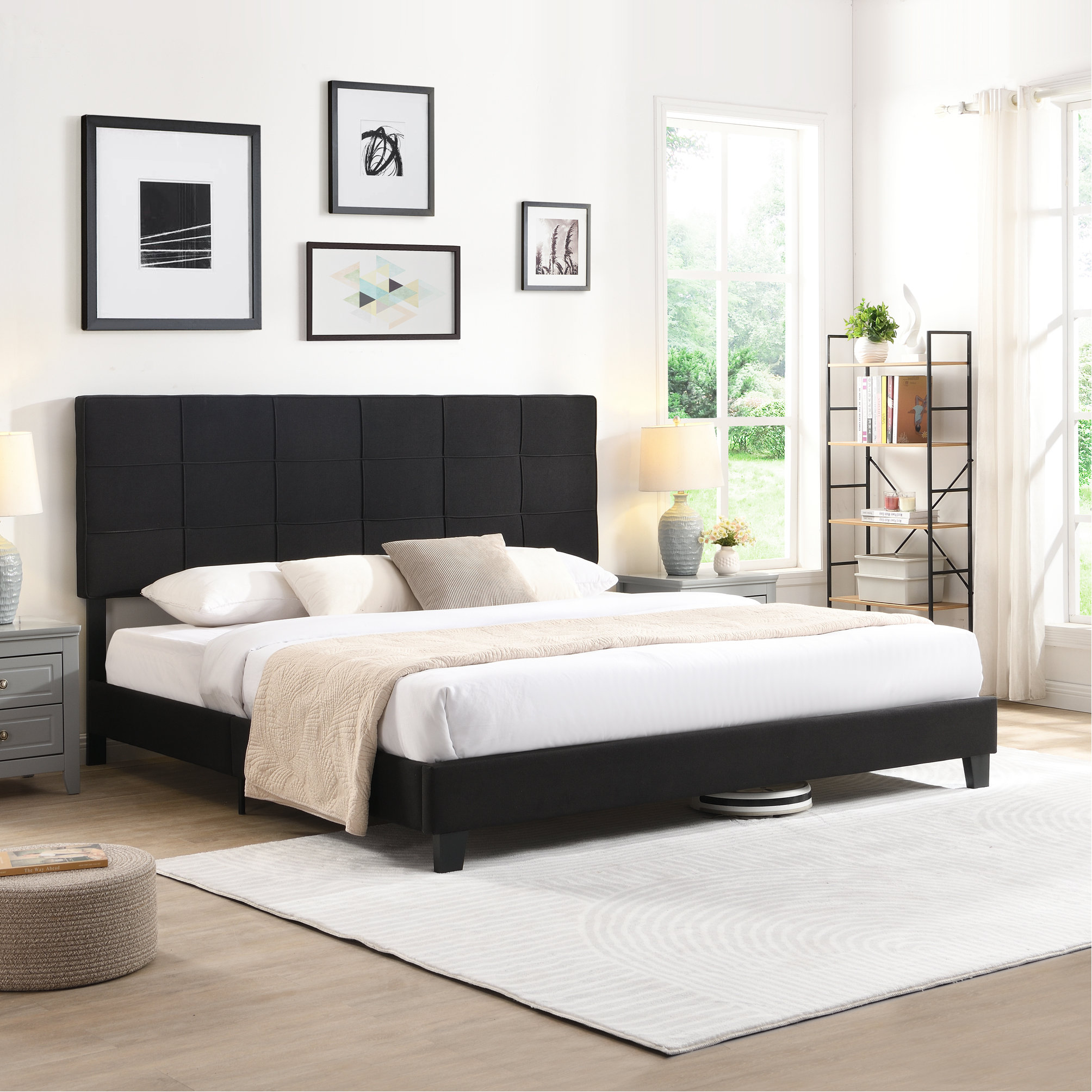 Latitude Run® Upholstered Platform Bed Frame With Linen Fabric ...