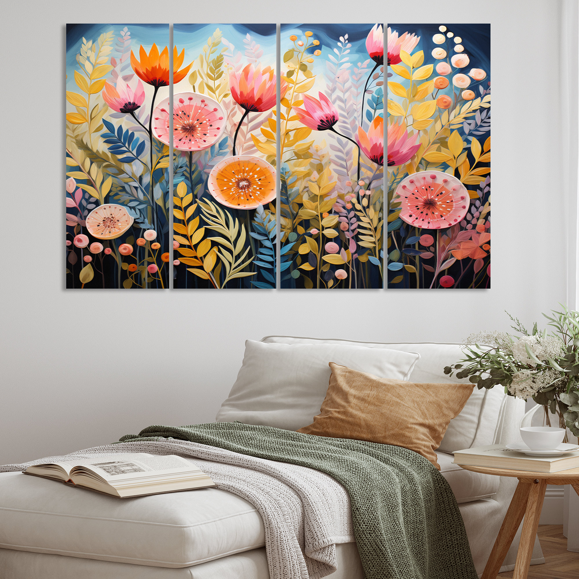 August Grove Multicolored Ferns Collage IV - Floral Metal Wall Art Set ...