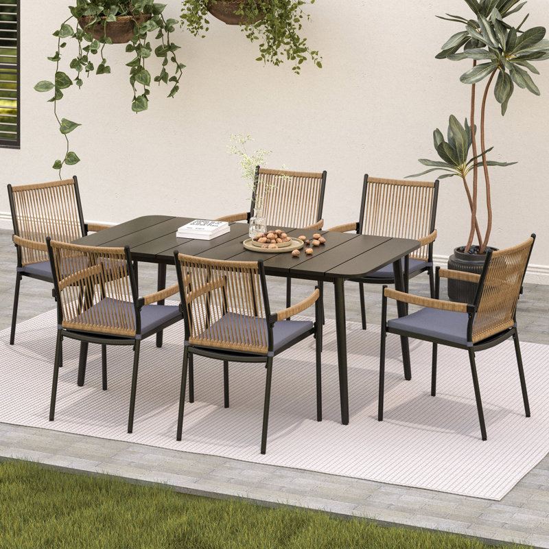 Fleur De Lis Living Shaeffer 7 Pieces Outdoor Patio Dining Set ...