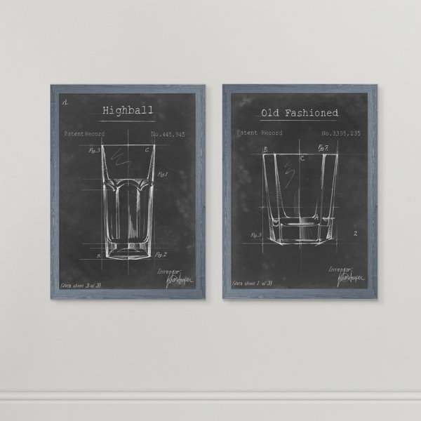 Steelside™ Barware Blueprint I Framed 2 Pieces by Antonyus Bunjamin ...