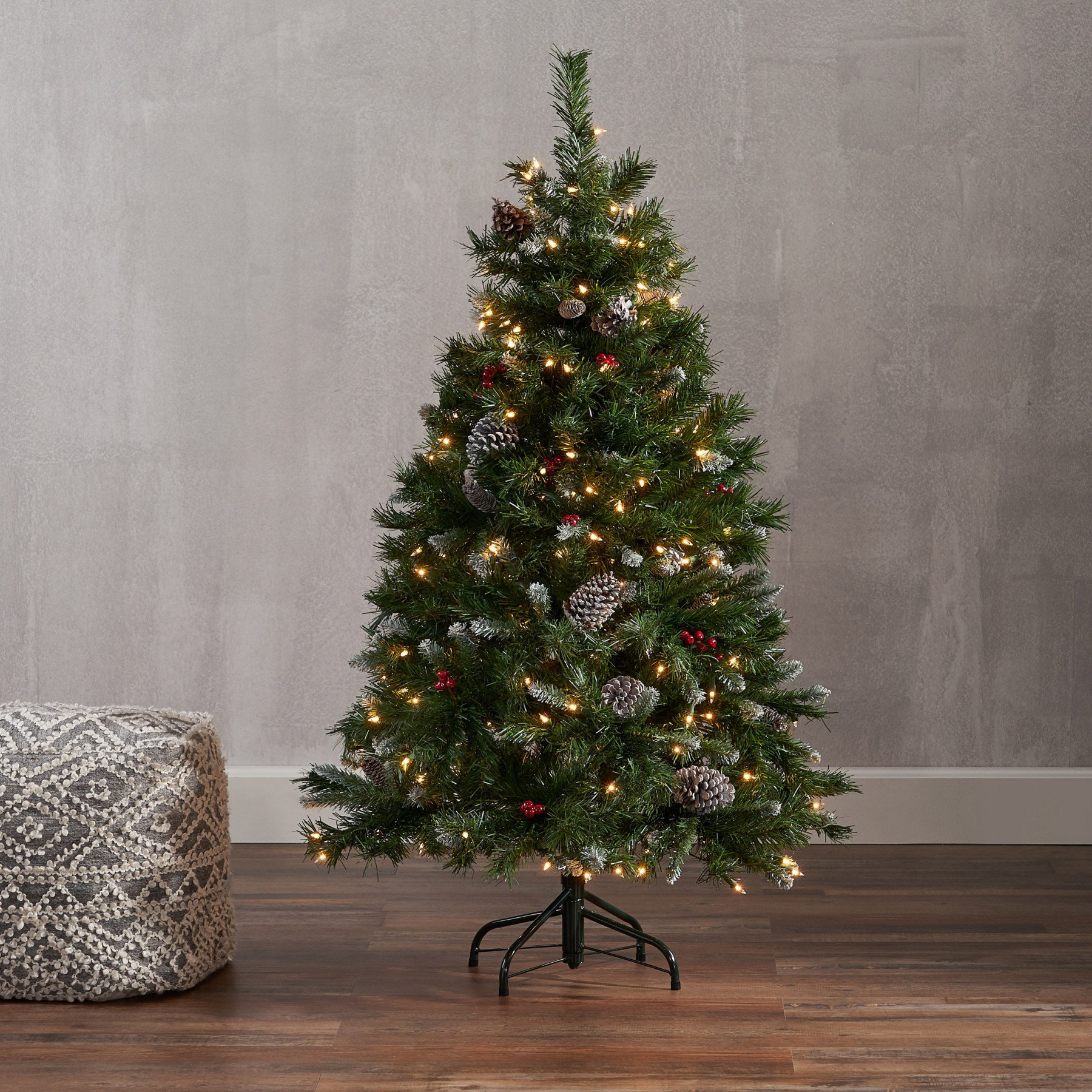 The Holiday Aisle® 4.5' Mixed Frosted Hinge Tree | Wayfair