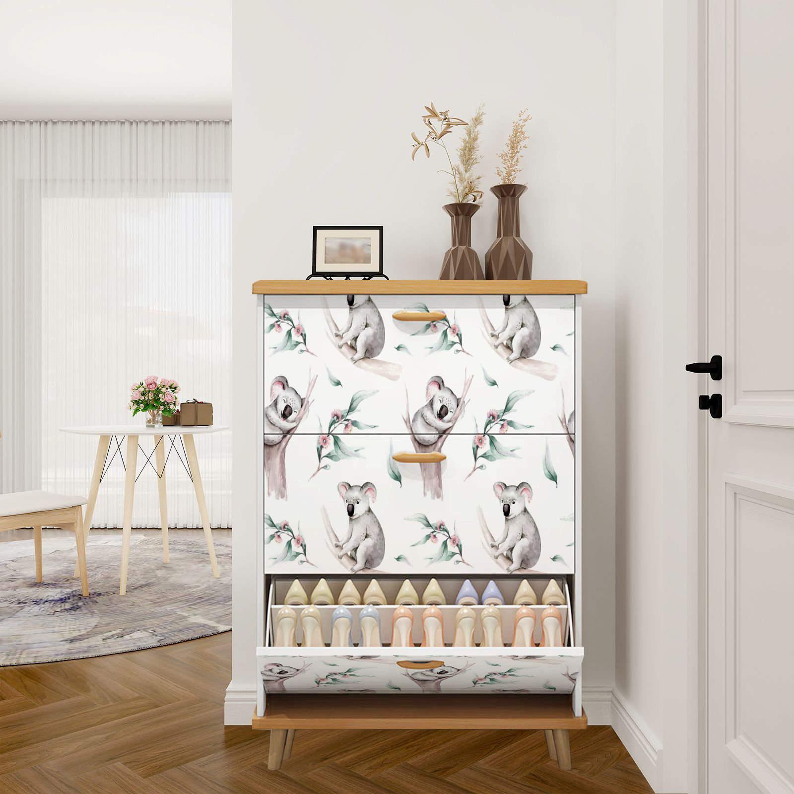 PeeNoke Shoe Storage Cabinet with 3 Flip Drawers for Watercolor ...