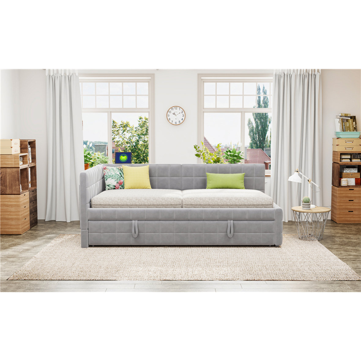 Latitude Run® Full Size Upholstered L-Shaped Upholstered Daybed With ...