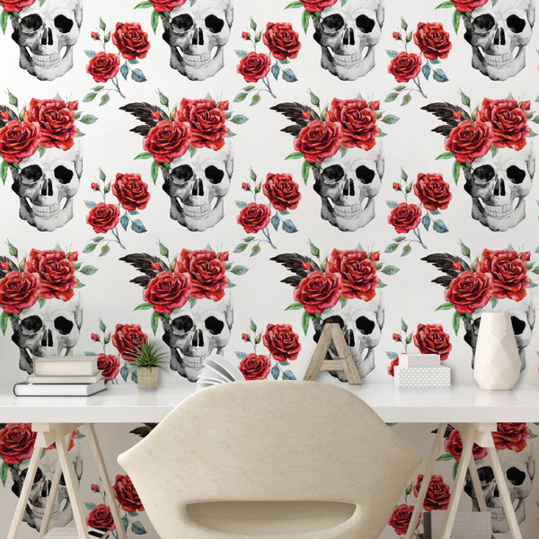 Happy Larry Abzieh- und Klebetapete, Aquarell Gothic, Rose, Zinnoberrot ...