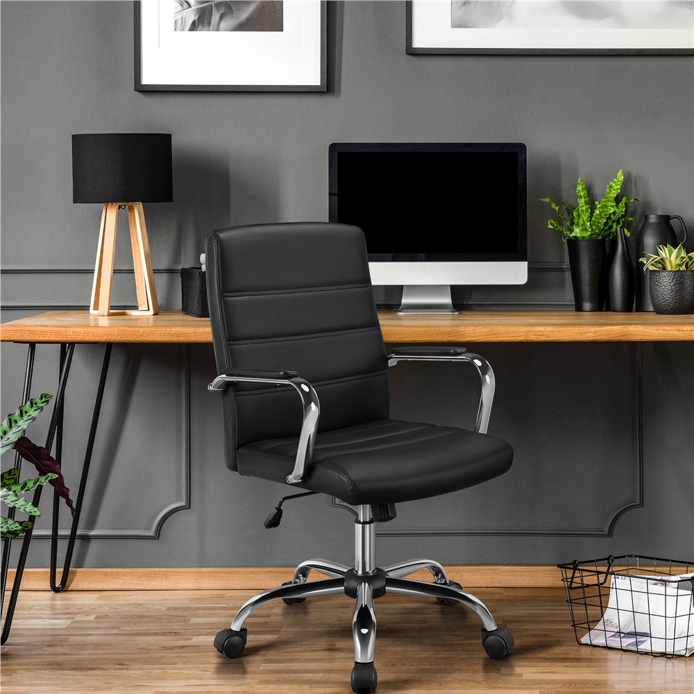 Ivy Bronx Wanetta Mid-Back Office Chair with Arms 360° Swivel & Reviews ...