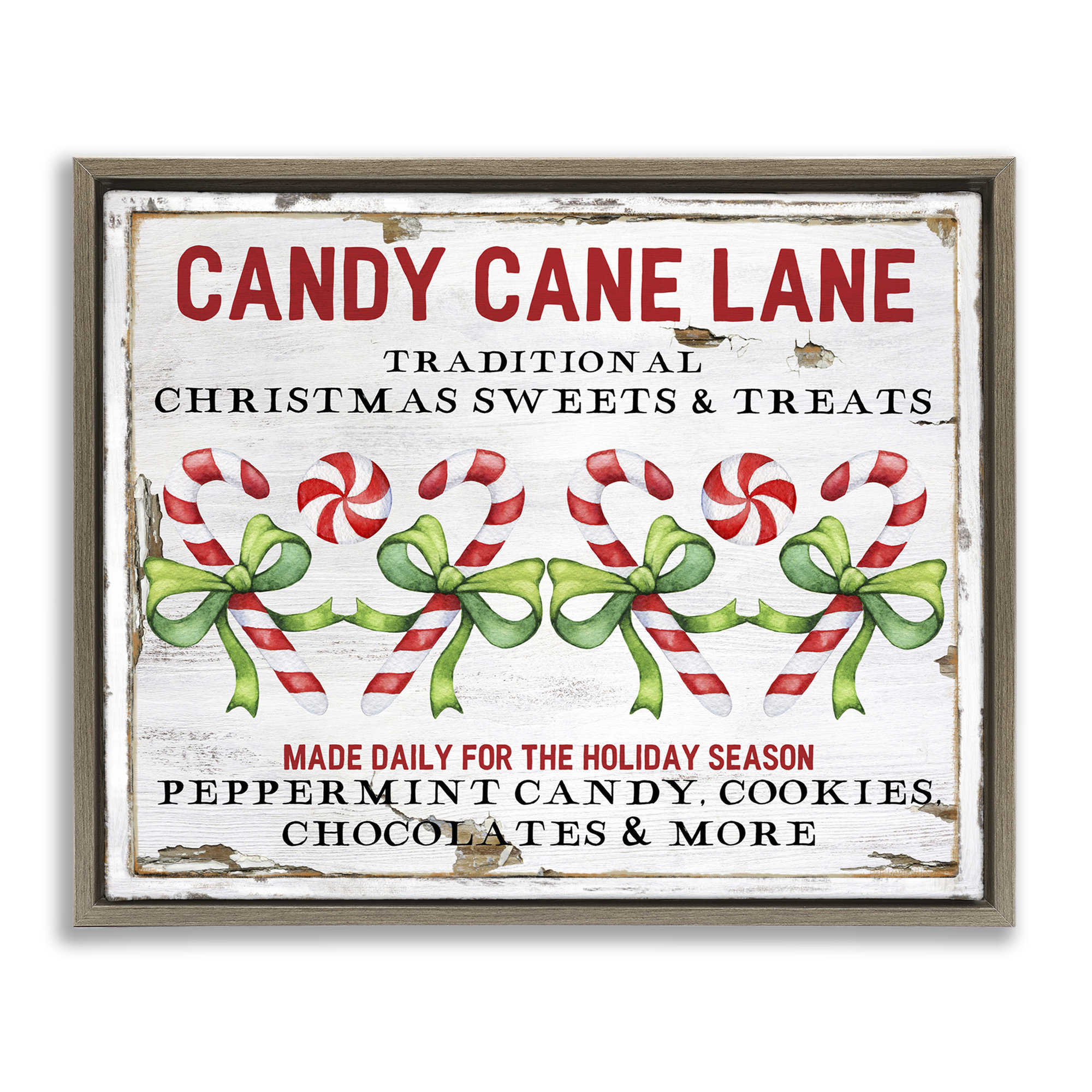 Latitude Run® Candy Cane Lane Sign Canvas Wall Art by Creatif Belle ...