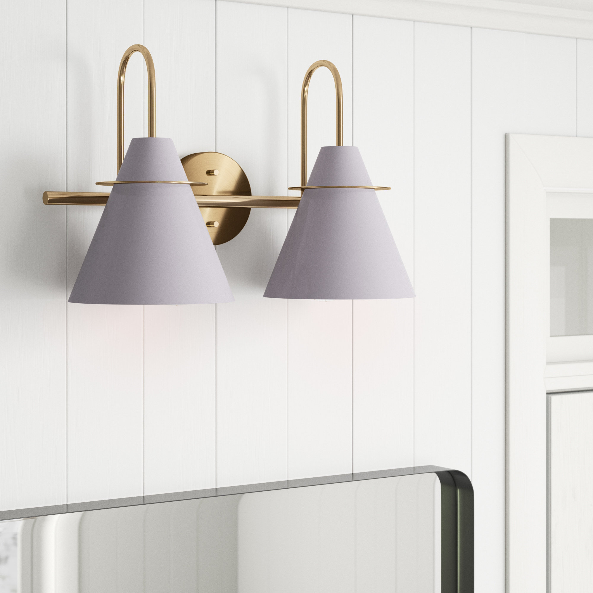 Sand & Stable™ Salem 2-Light Dimmable Brass/Grey Vanity Light & Reviews ...