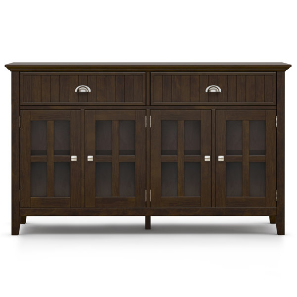Simpli Home Acadian SOLID WOOD Large Sideboard Buffet in Brunette Brown ...