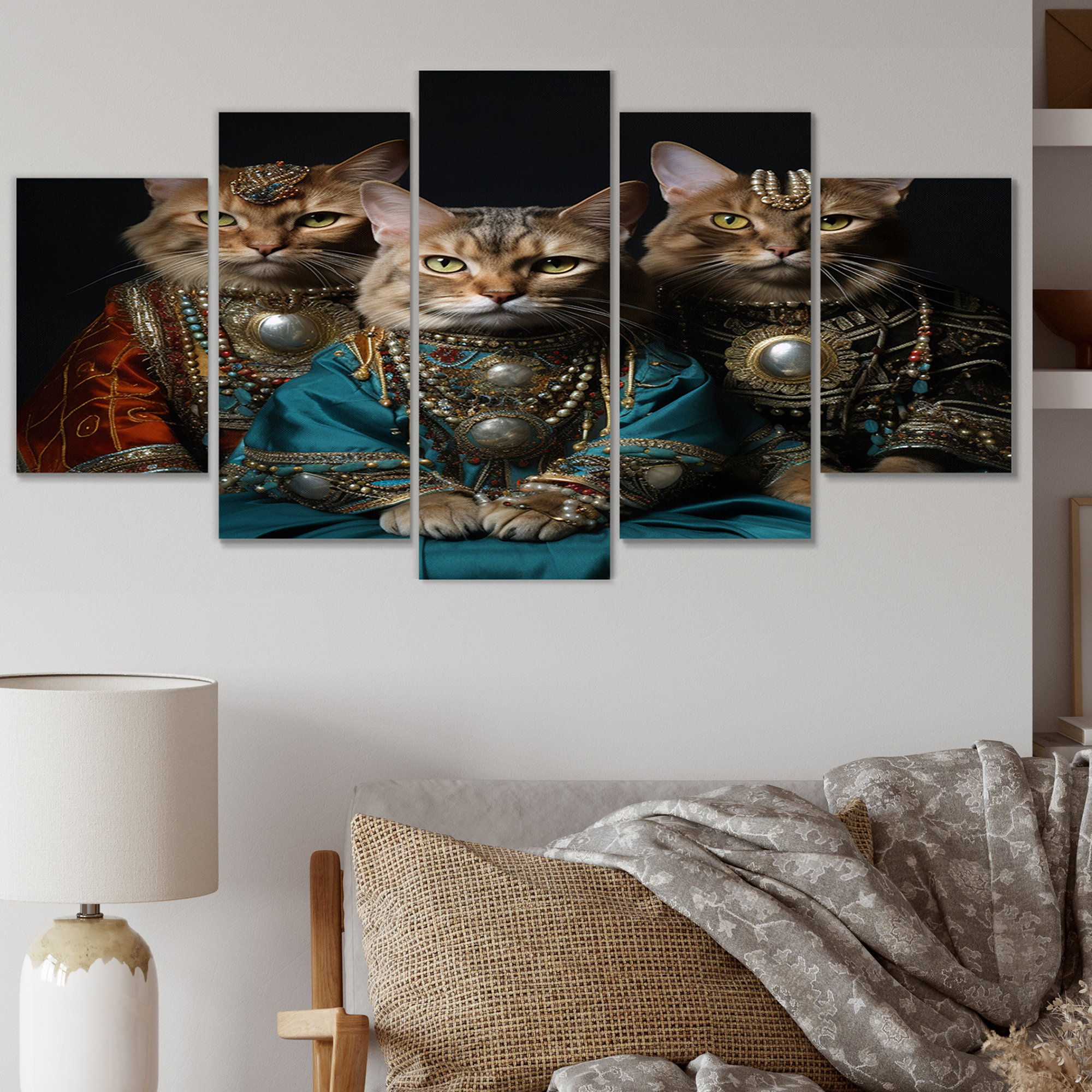 Design Art Turquoise Gracious Sultan Cats II - Animals Cat Wall Art ...