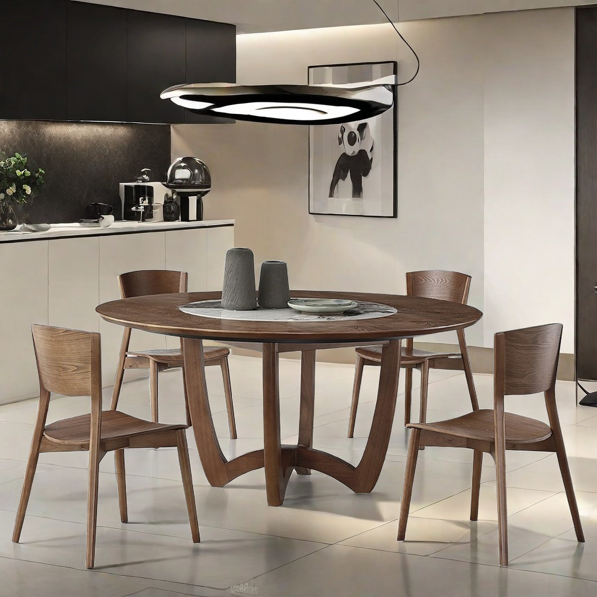 HEshihome Modern Rotatable Solid Wood Dining Table Sets | Wayfair