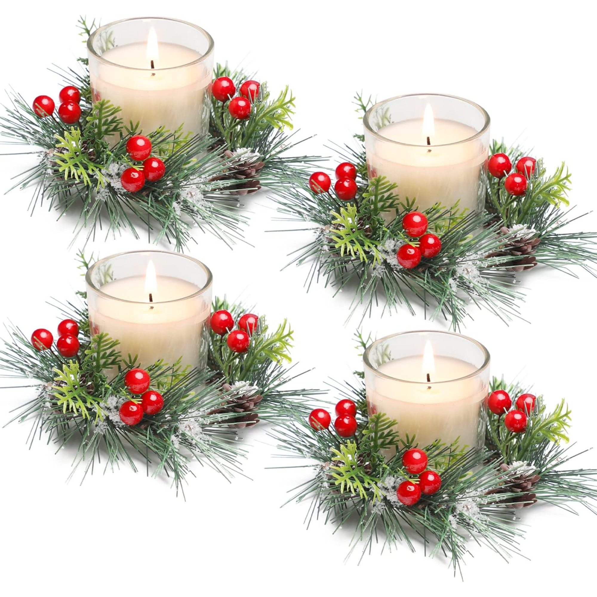 ToccoLeggero Christmas Tree Glass Flameless Candles With Remote Timer ...