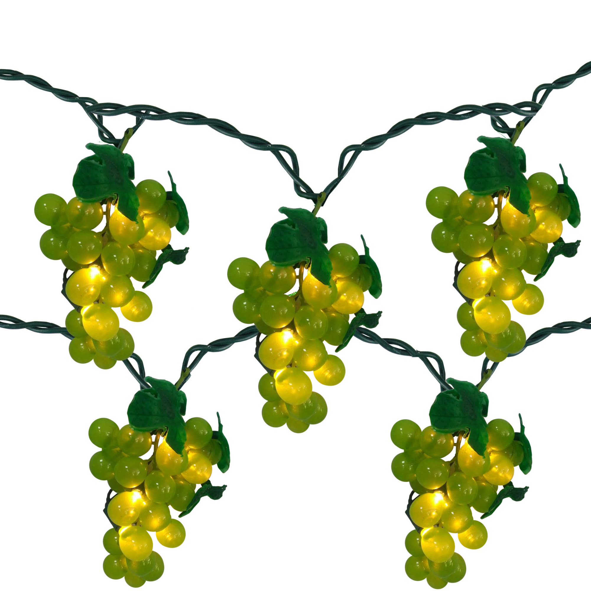Northlight Seasonal 5-Count Green Grape Cluster Outdoor Patio String ...
