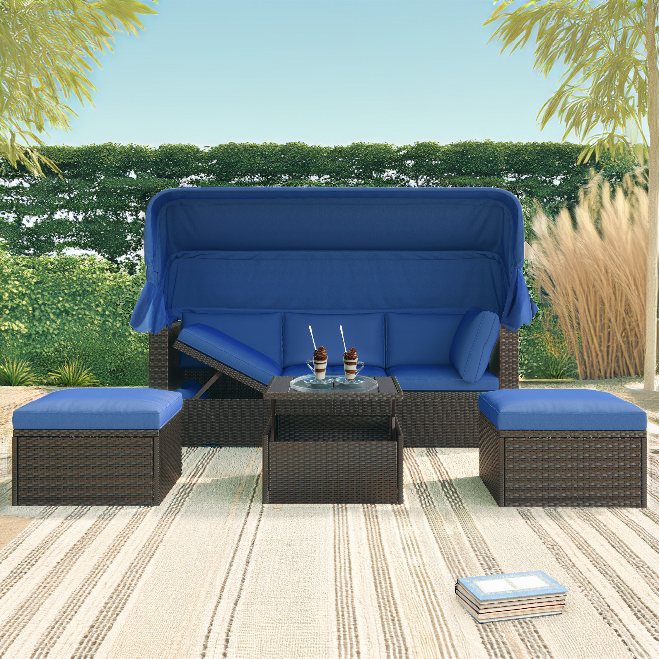 Ebern Designs Andhav 82.7'' Wicker Outdoor Patio Daybed | Wayfair