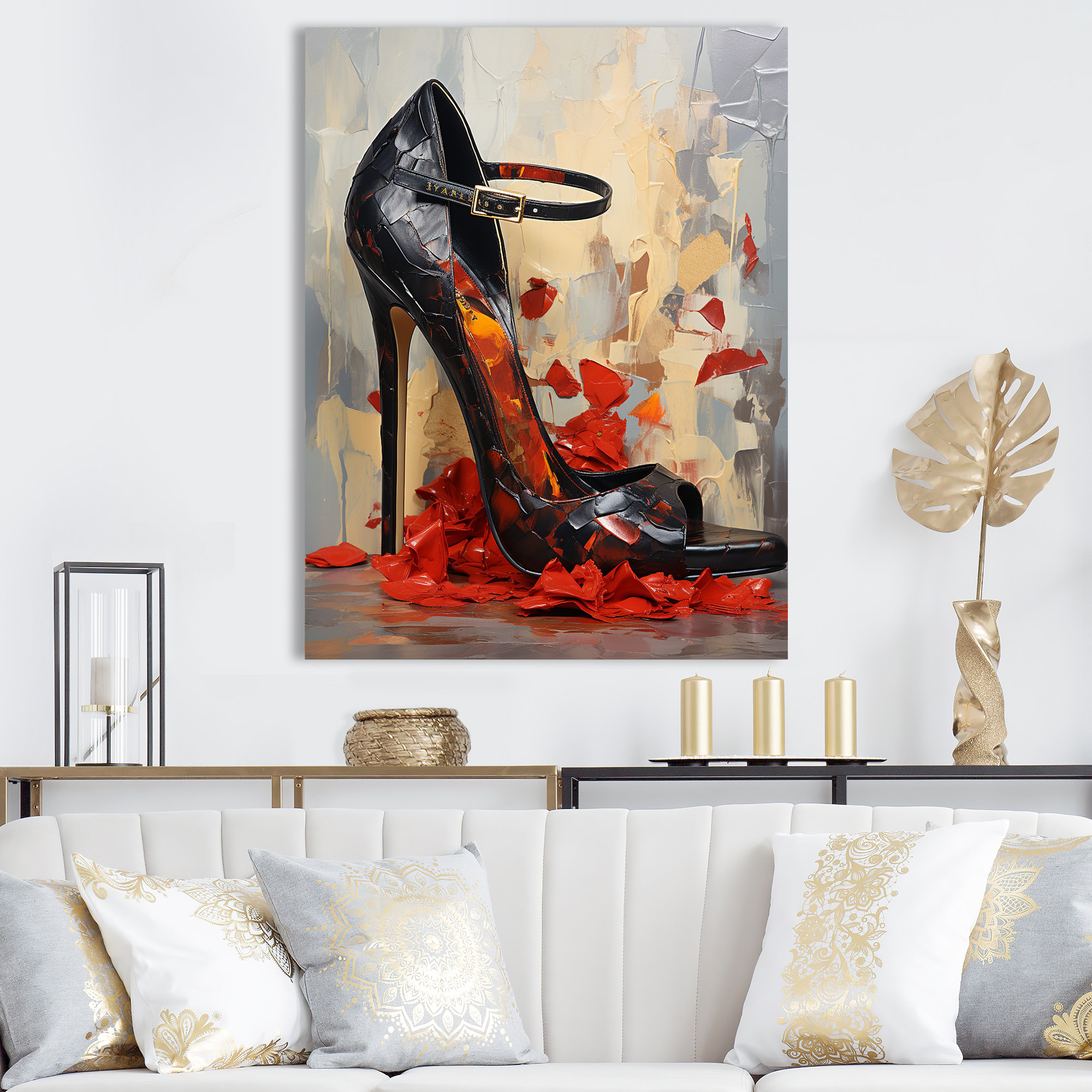 House of Hampton® Scarlet Red And Black Fashion High Heels II - Fashion ...