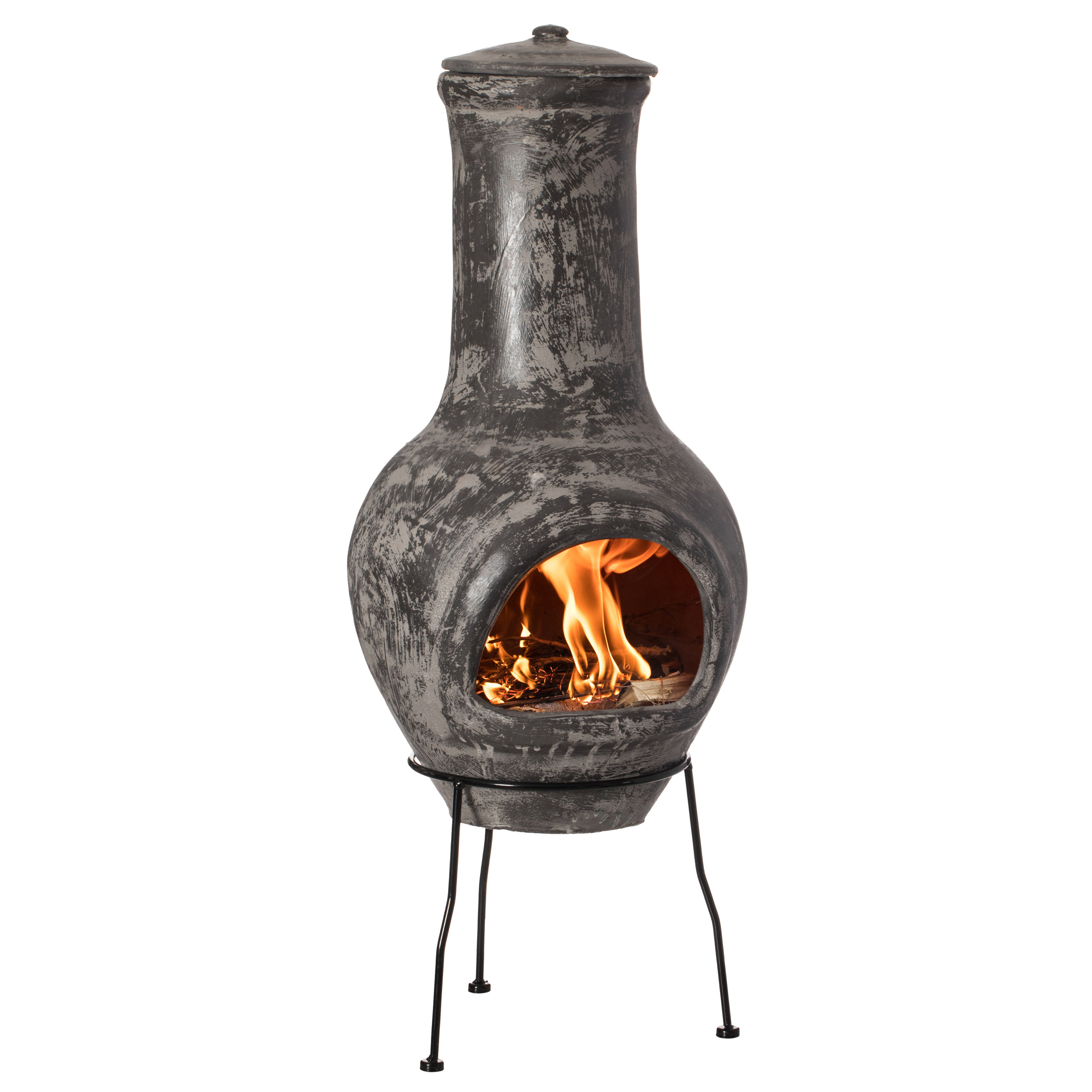 Vintiquewise Outdoor Clay Chiminea Outdoor Fireplace Scribbled Design ...