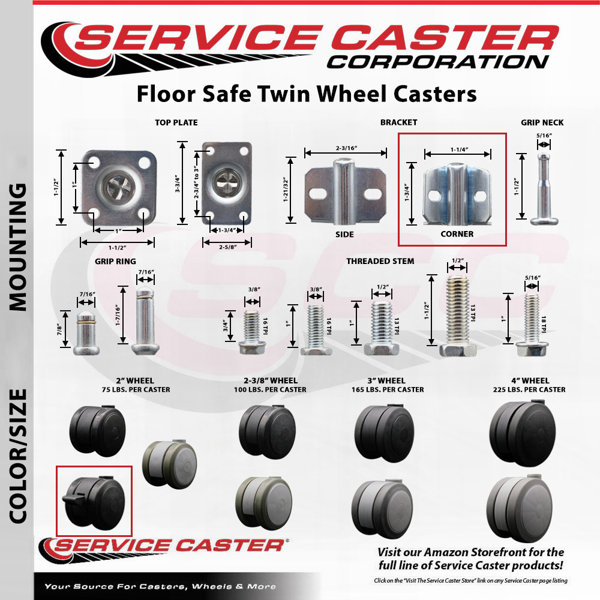 Service Caster Wheel Caster with Brake Corner Mount | Wayfair