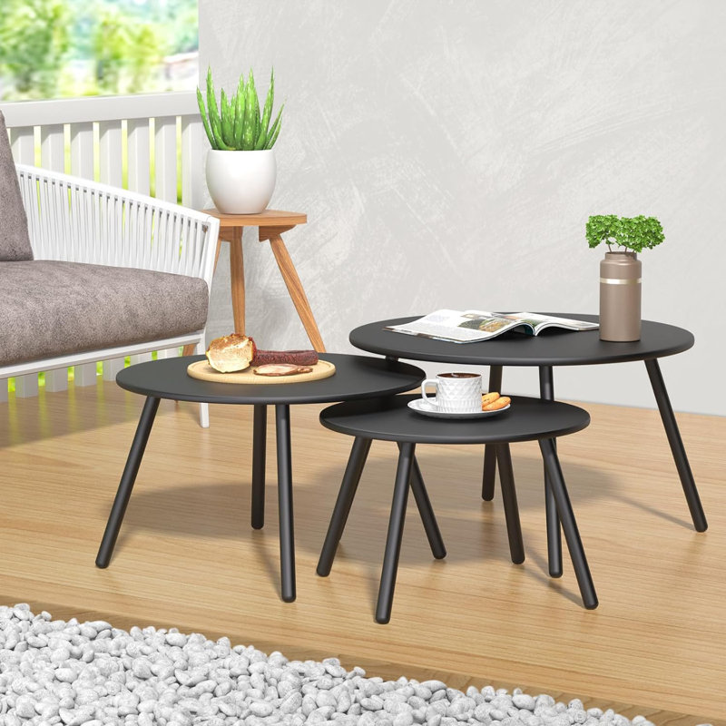 Shimano 20" Round Metal Outdoor Side Coffee Table For Outside Patio ...