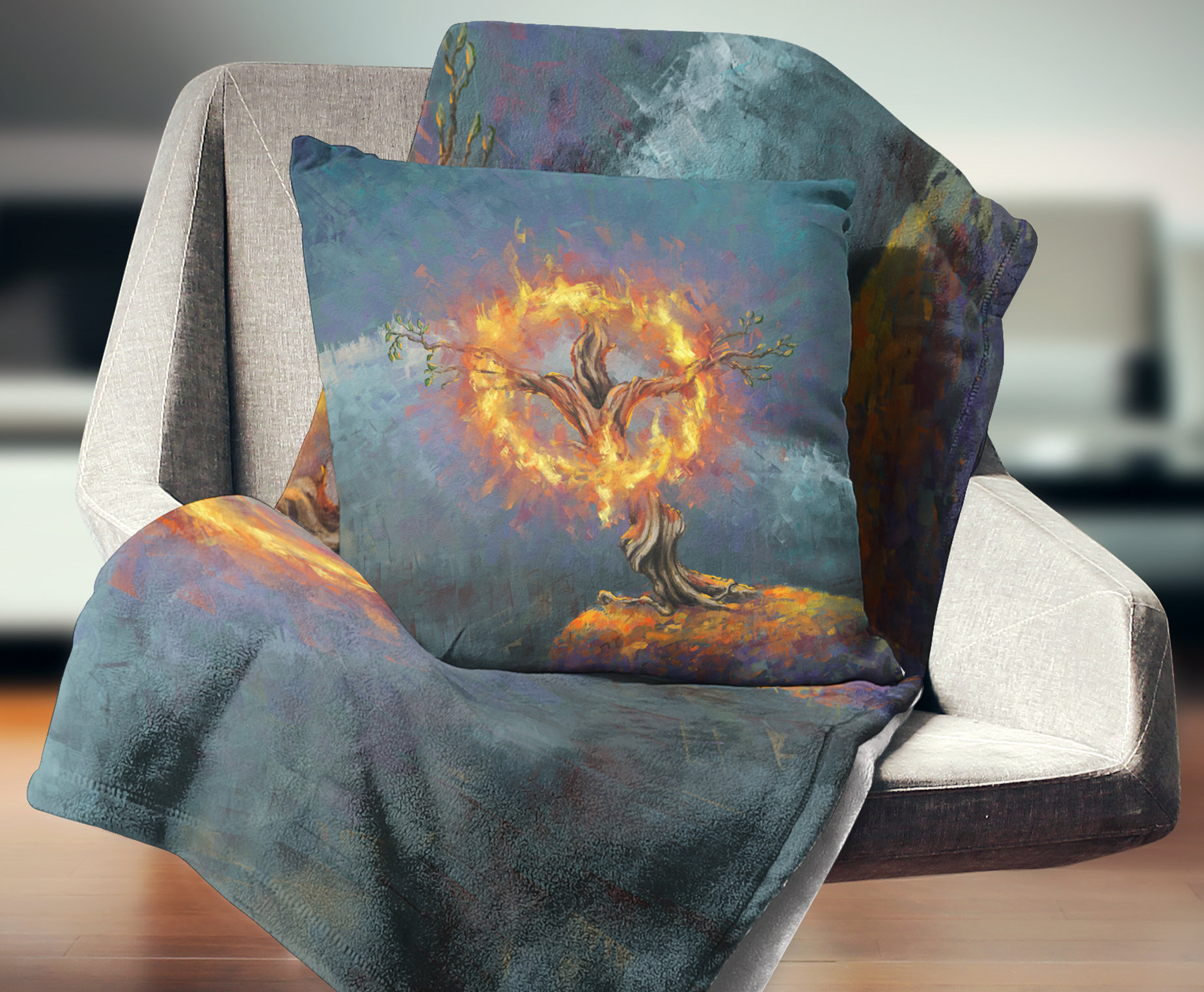 Design Art God in the Burning Bush - Landscape Printed Pillow | Wayfair