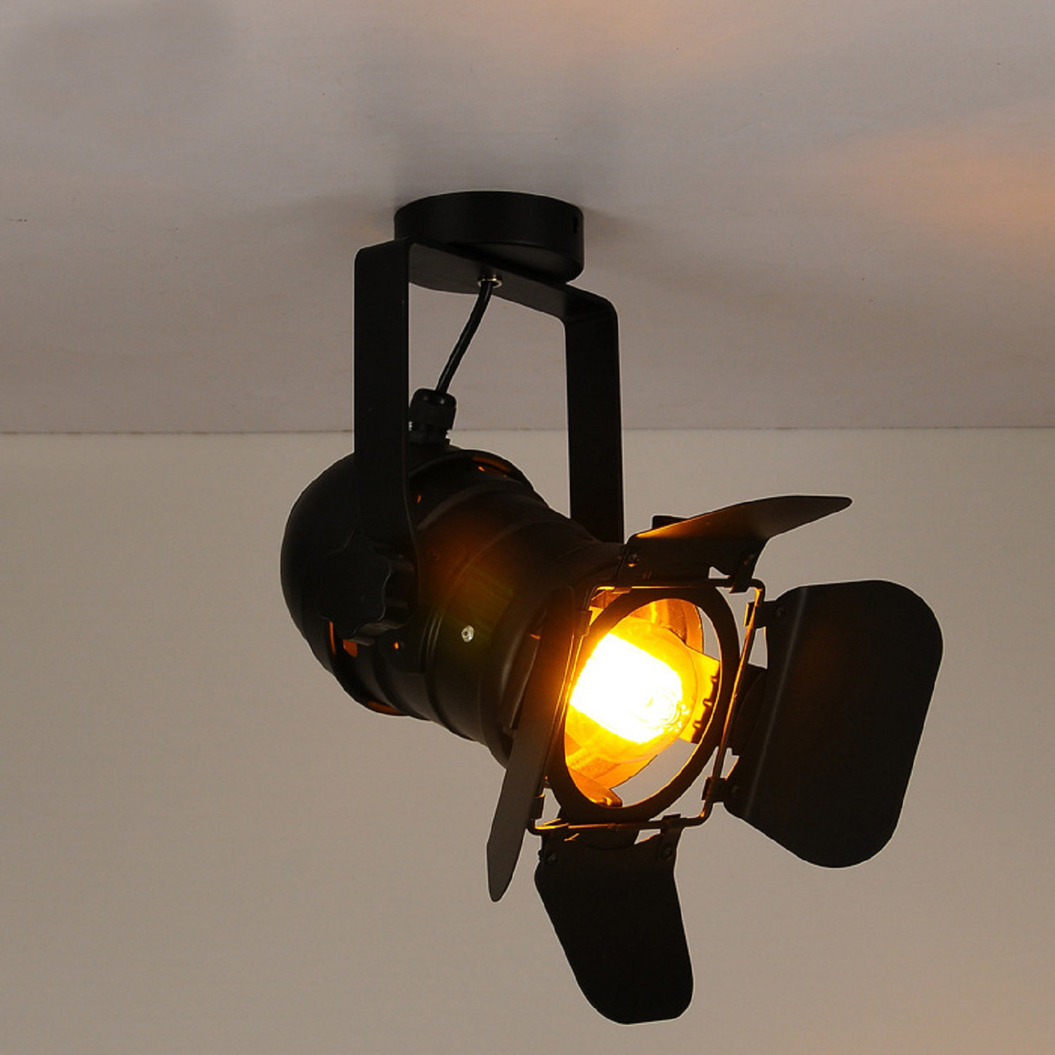 Hobaca E26 L31 W17 H35cm Loft Vintage Industrial Iron Mount Spotlight Track Lighting Ceiling ...