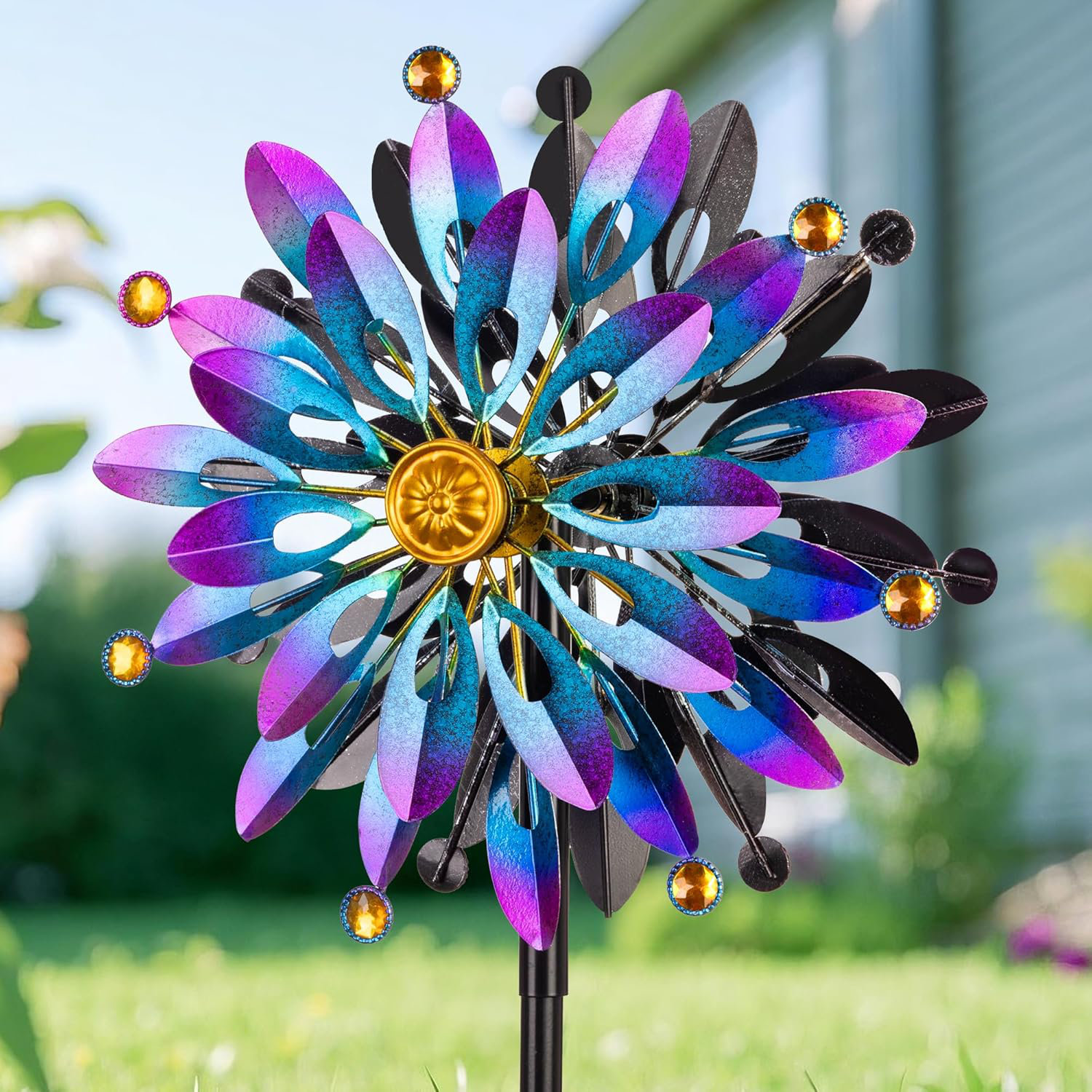 Arlmont & Co. Metal Wind Spinner Outdoor 63 Inch Large Double Kinetic ...
