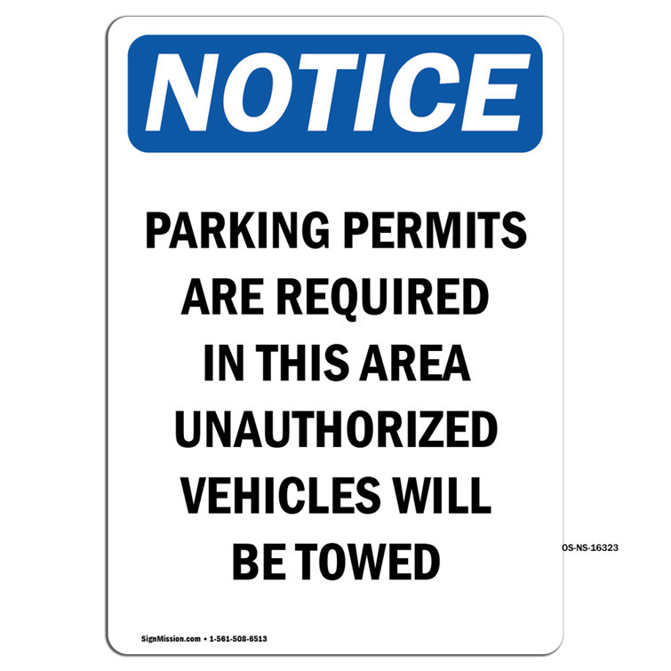 SignMission Parking Permits Are Required Sign | Wayfair