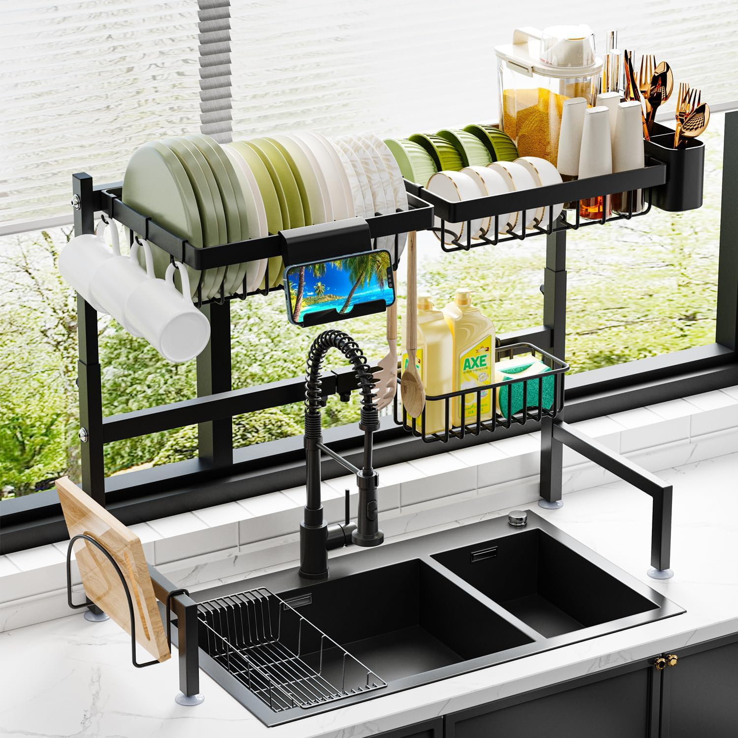 THE GLAMOUR BOUTIQUES Over The Sink Dish Drying Rack (Expandable Height ...