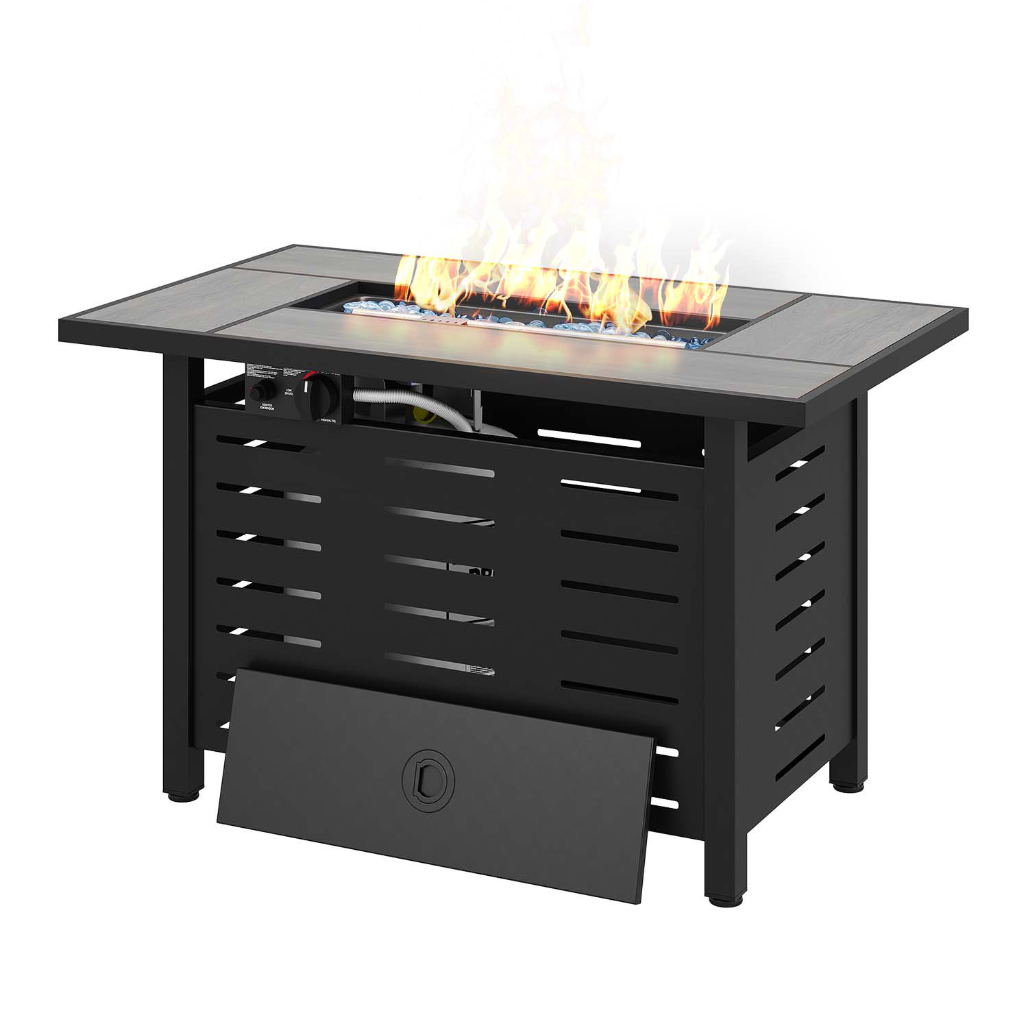 Latitude Run® Outdoor Ceramic Gas Fire Pit Table, 50,000 BTU ...