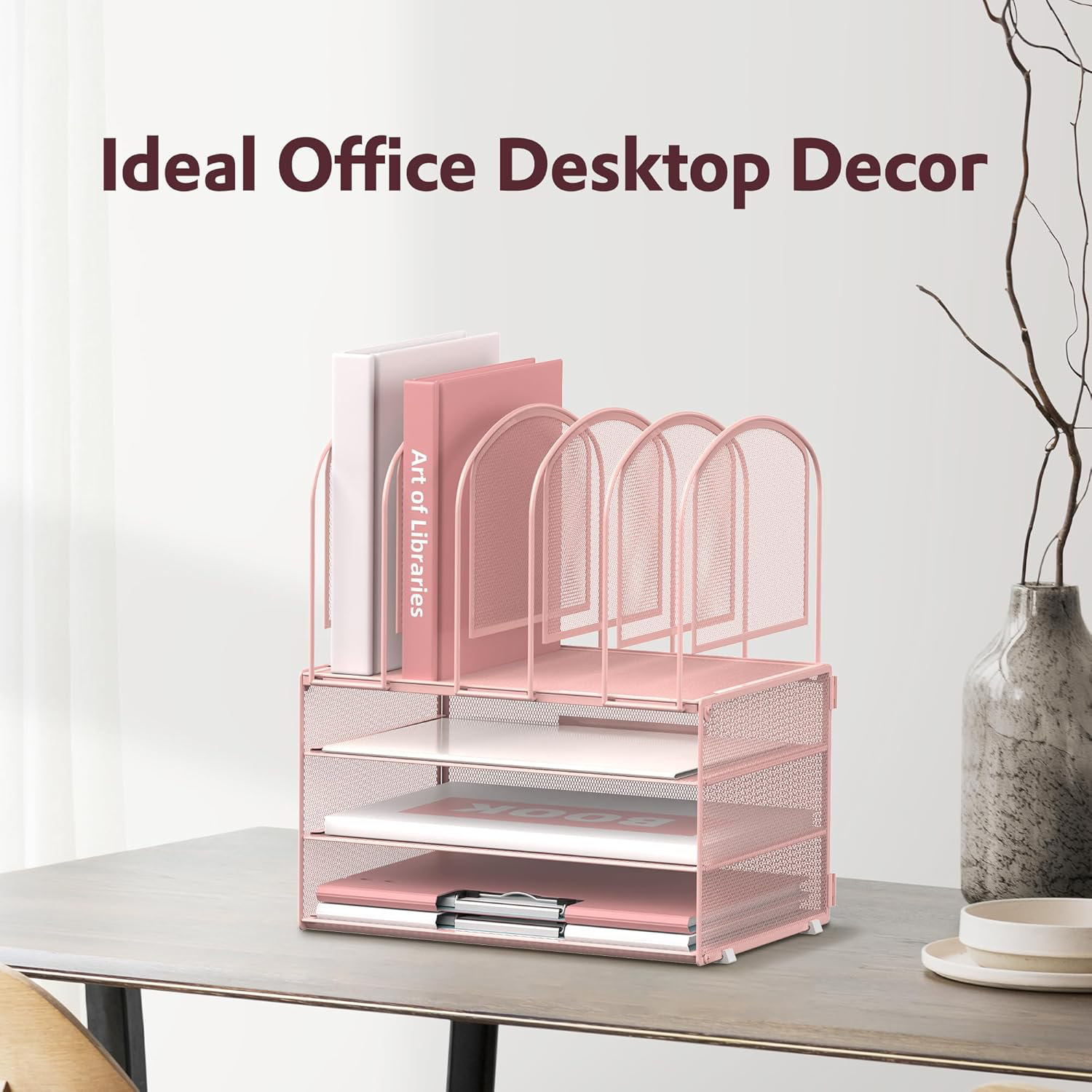 Rebrilliant Paper Desk Organizer, 3-Tier Letter Tray With 5 Vertical ...