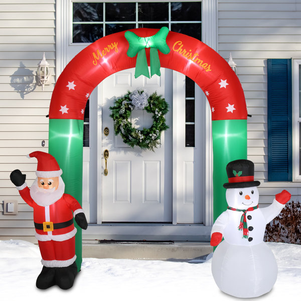 The Holiday Aisle® Tall Christmas Arch With Snowman And Santa ...
