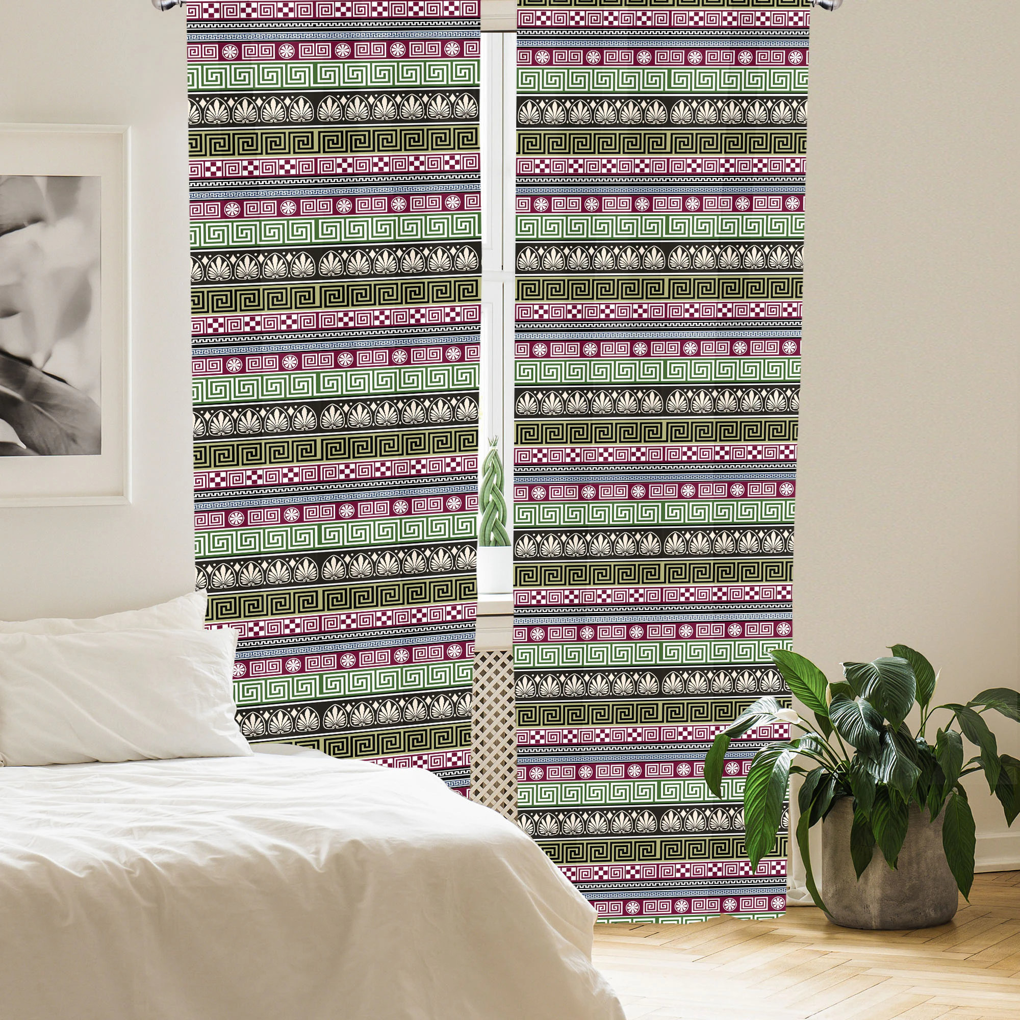 East Urban Home Greek Key Semi-Sheer Rod Pocket Curtain Panels | Wayfair