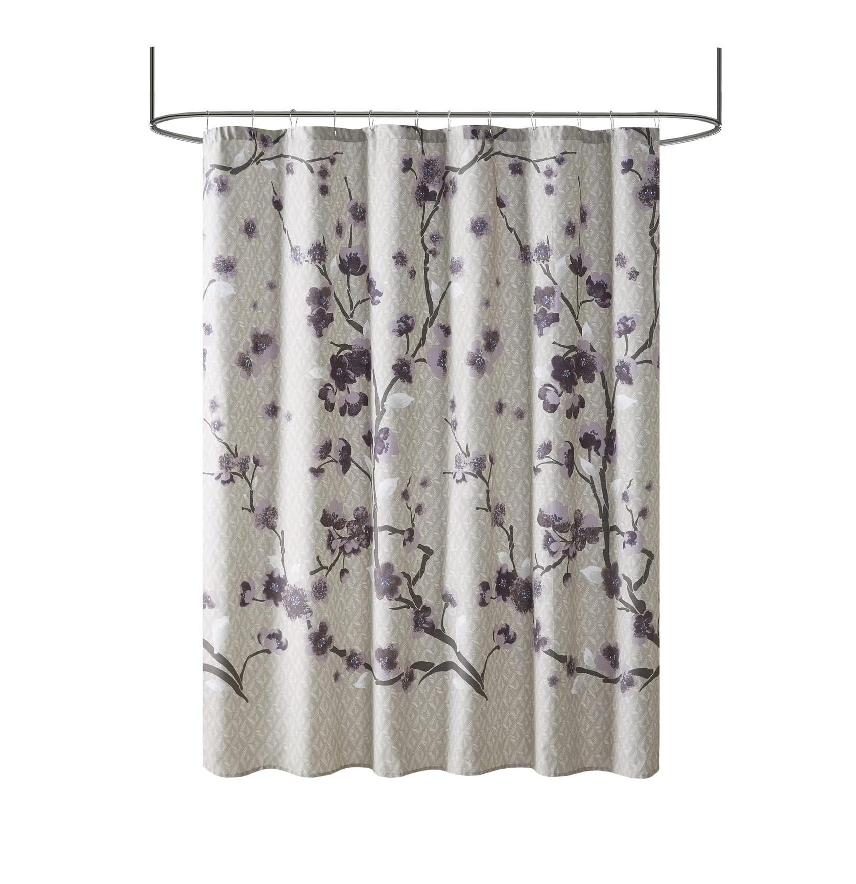 Red Barrel Studio Modern Cotton Fabric Long Shower Curtain , Floral ...