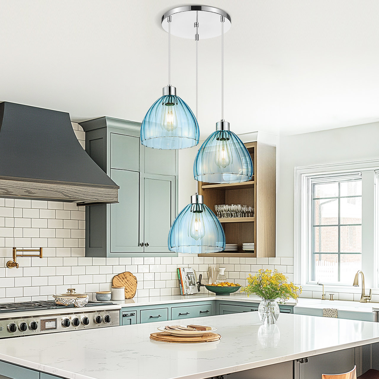 Ivy Bronx 3 - Light Cluster Pendant Adjustable Vintage Unique Clear ...