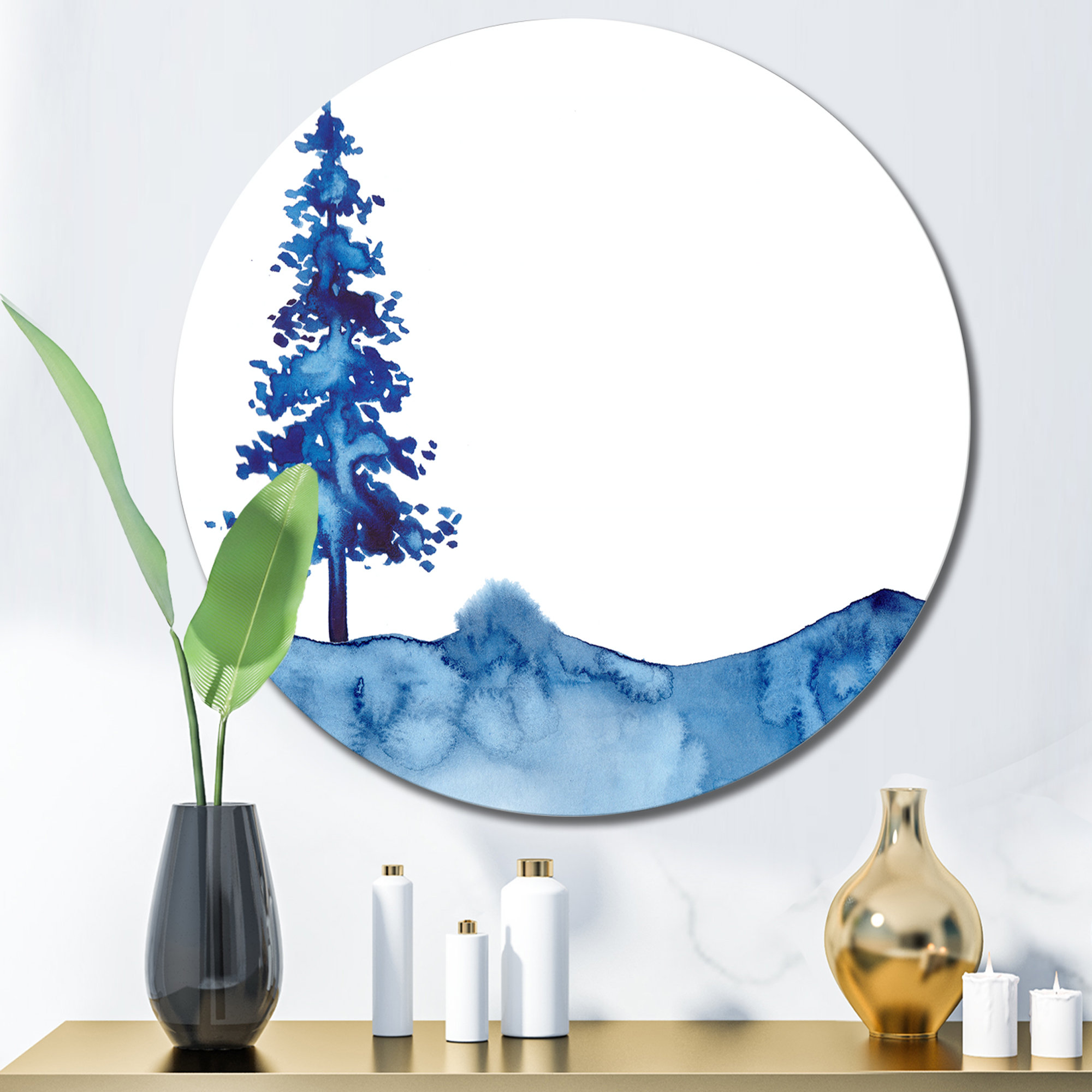 The Holiday Aisle® Christmas Pine Tree in Blue - Unframed Painting on ...
