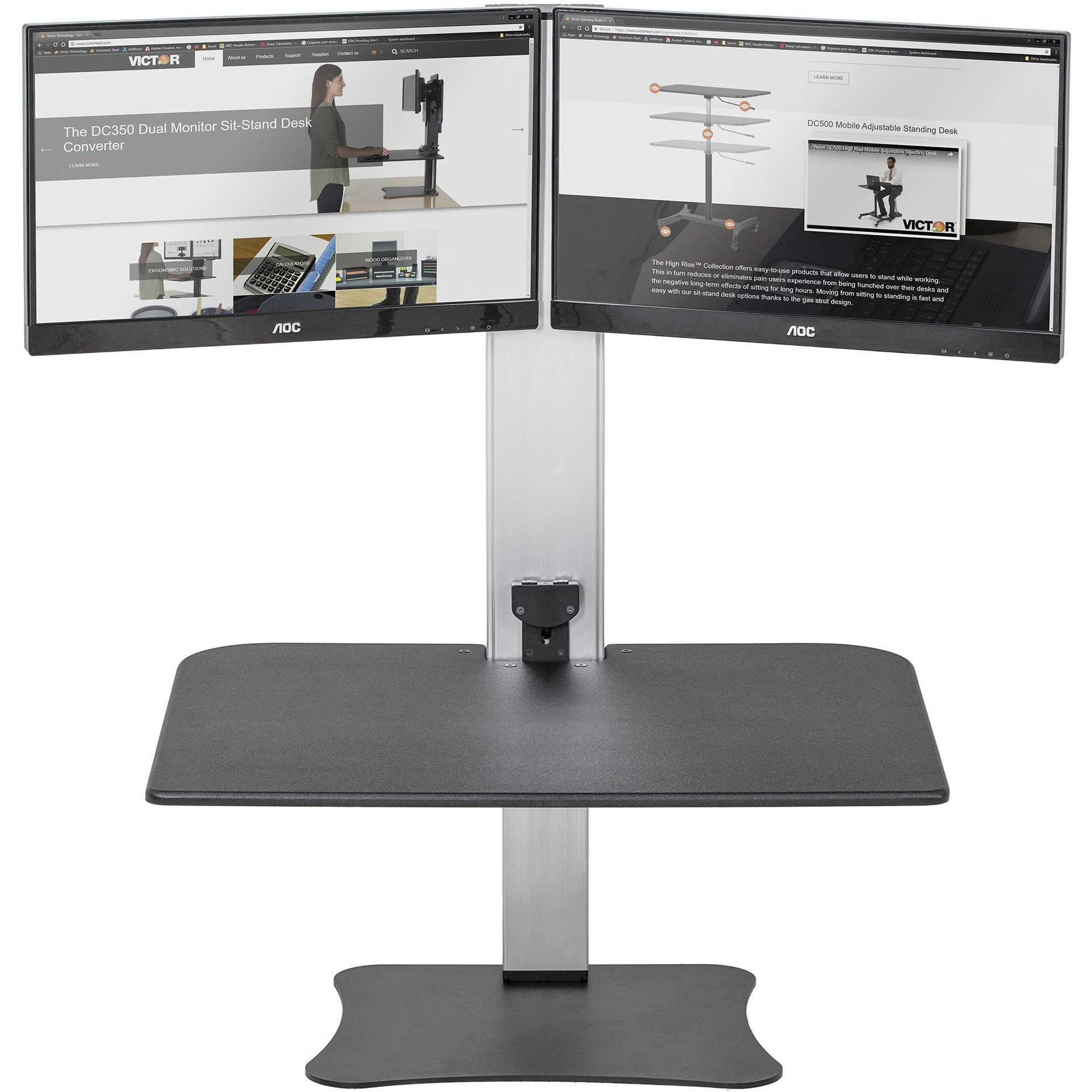 Victor Technology Victor High Rise Electric Dual Monitor Standing Desk ...