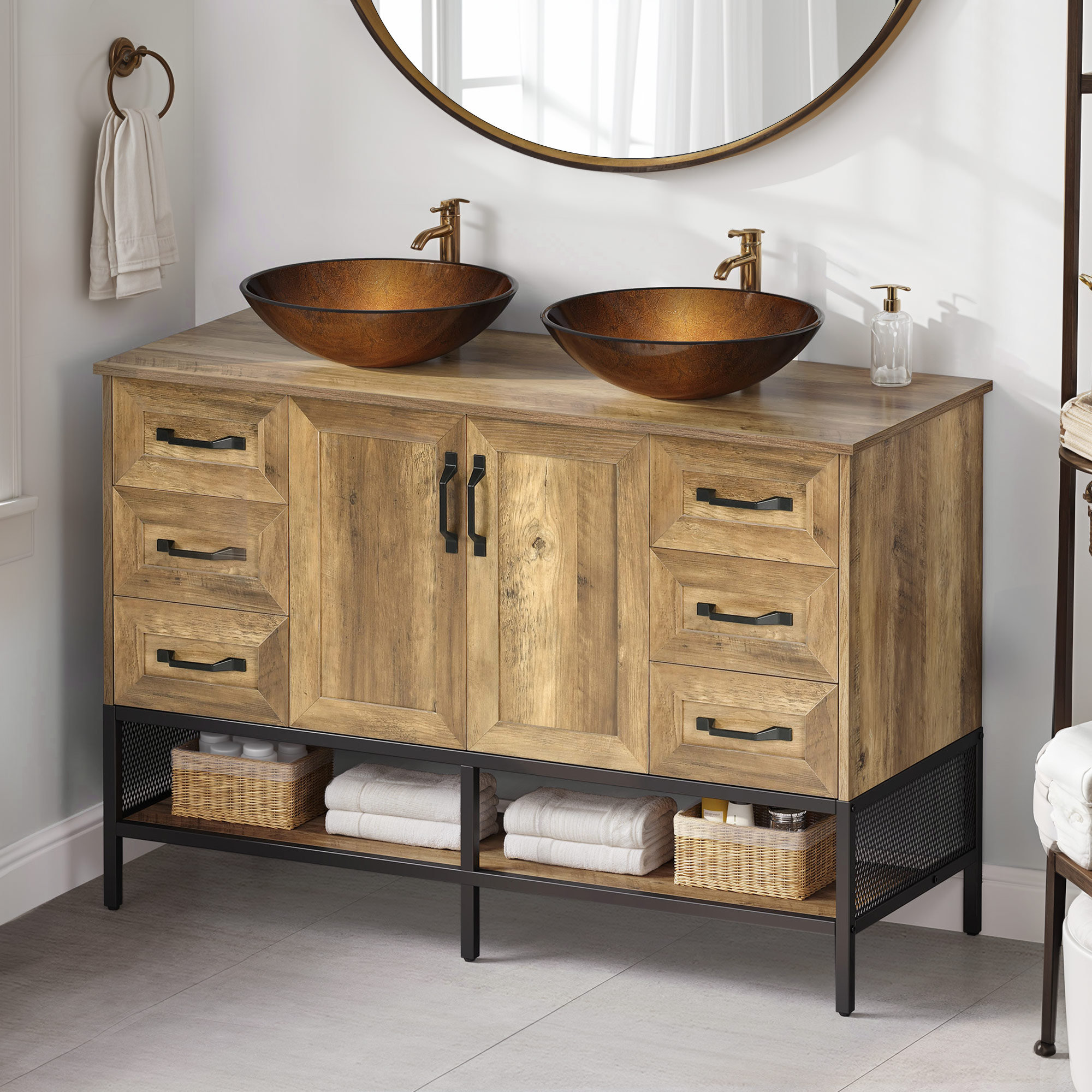 17 Stories Ruggero 47.2'' Double Bathroom Vanity with Manufactured Wood ...