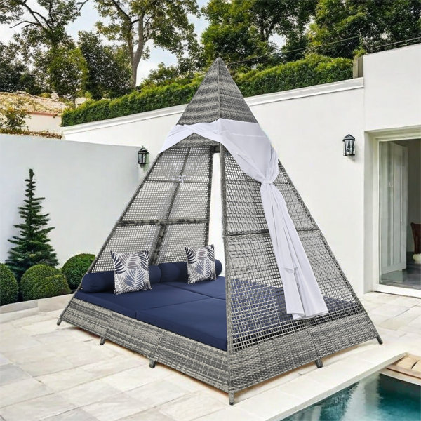 Latitude Run® Shalice 90.5'' Wicker Outdoor Patio Daybed | Wayfair