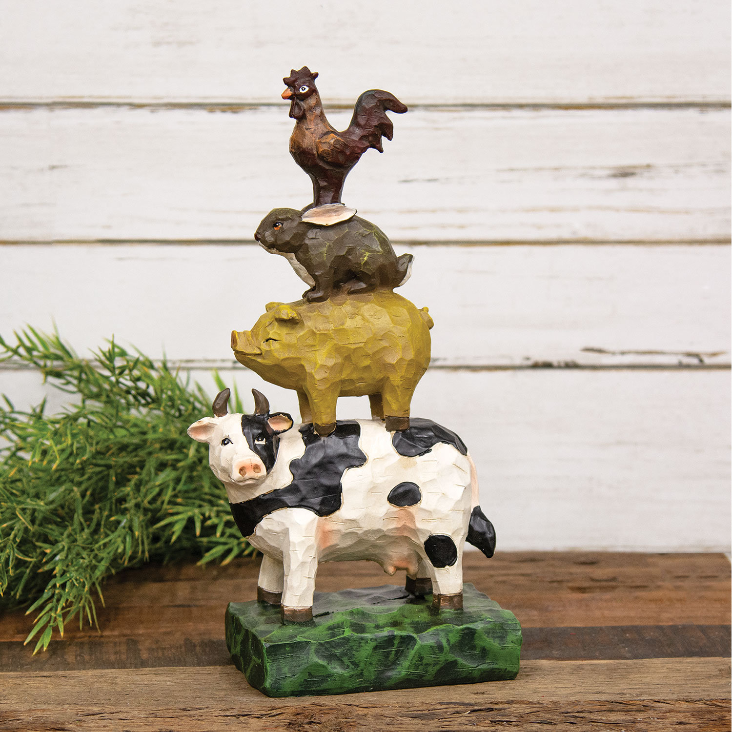 Rosalind Wheeler Pile d'animaux de ferme en résine sculptée, H 13 po - Wayfair Canada