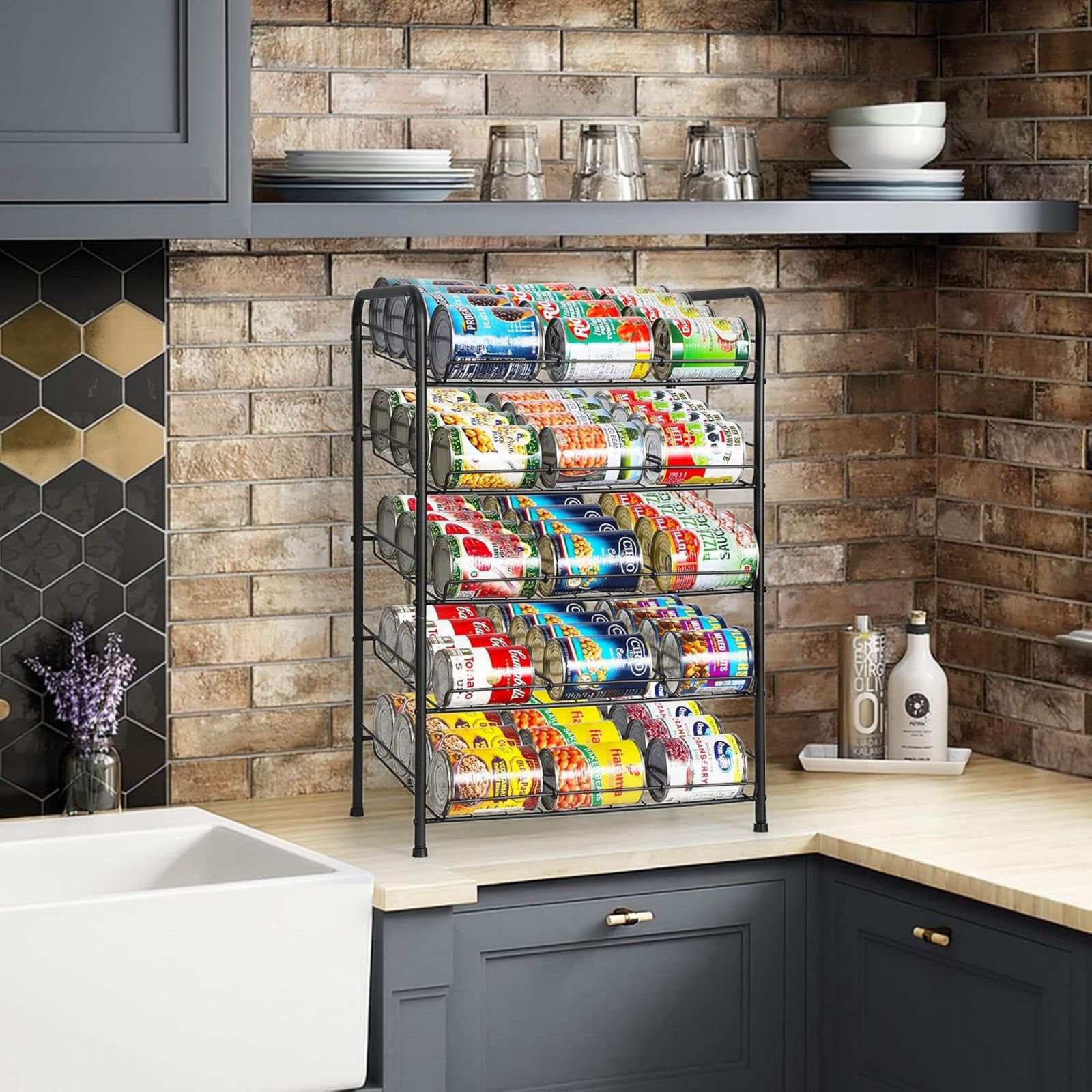 Rebrilliant Can Rack Organizer, 5 Tier Can Storage Dispenser Holds up ...