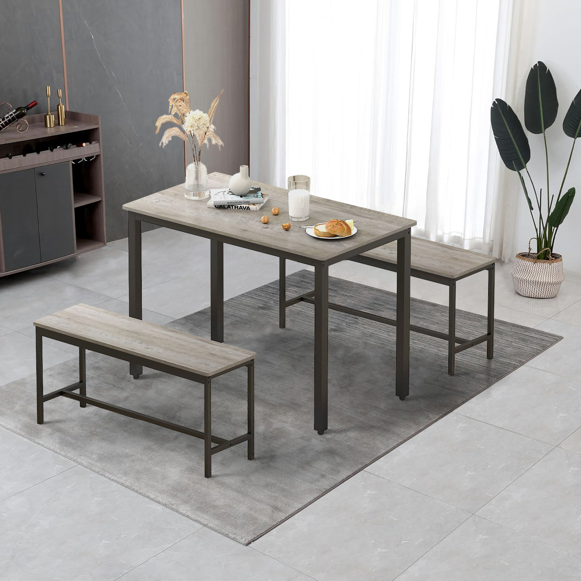 17 Stories Dining Table Set, Barstool Dining Table (With 2 PU ...