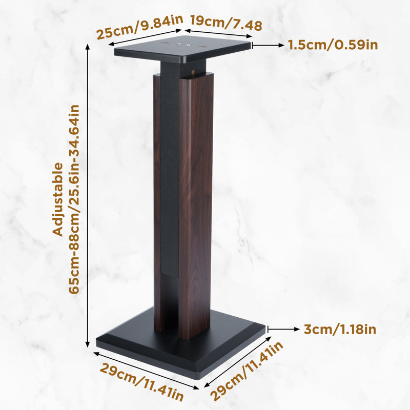 Ivy Bronx Wooden Adjustable Height Speaker Stands | Wayfair