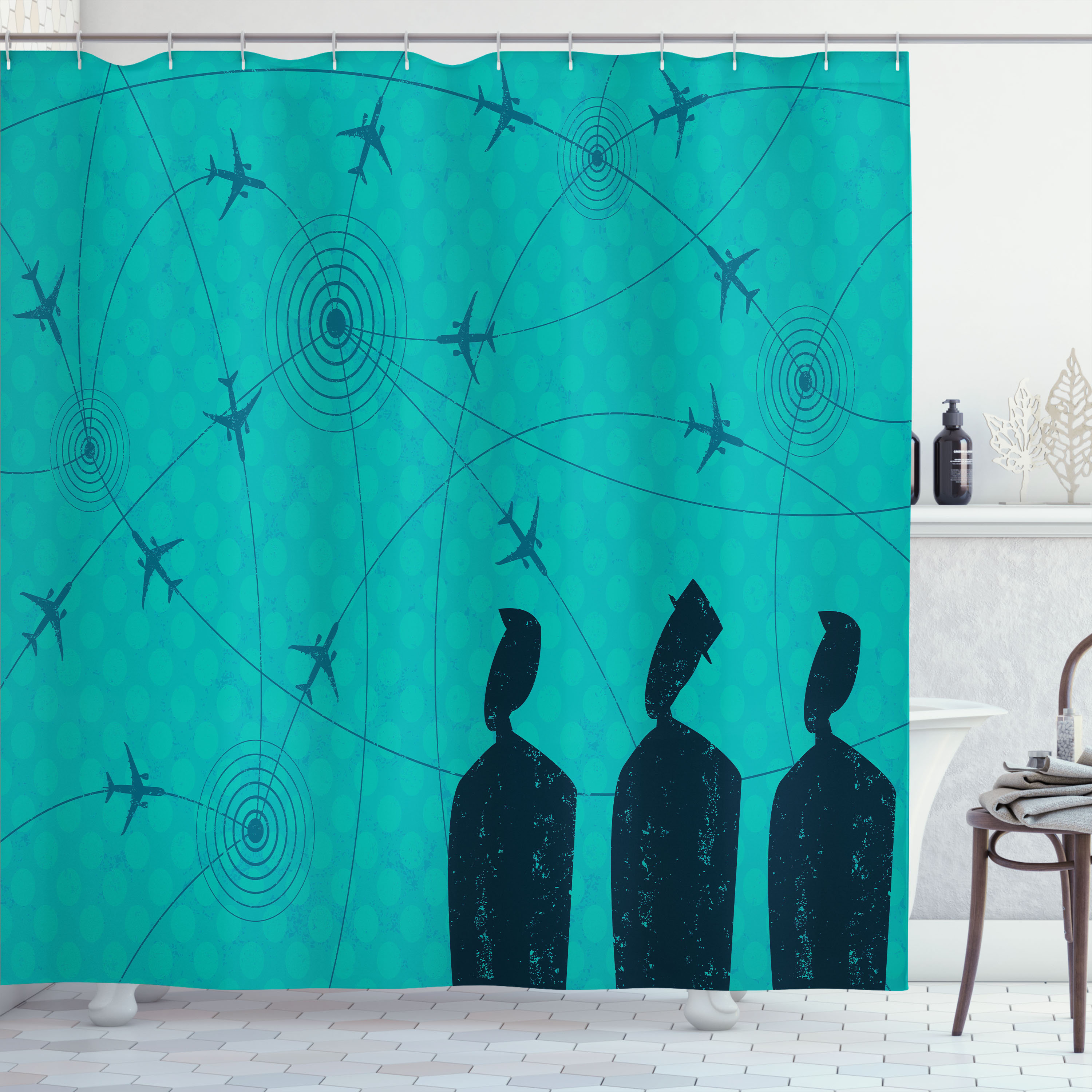 East Urban Home Airport Shower Curtain Men Look Flight Paths | Wayfair