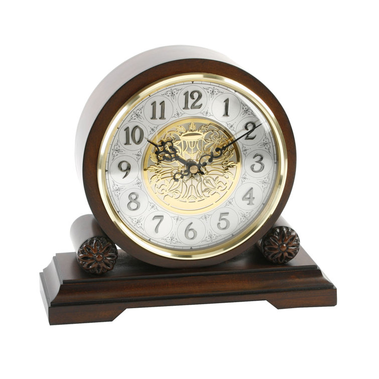Astoria Grand Analog Walnut Solid Wood Quartz Tabletop Clock in Brown ...